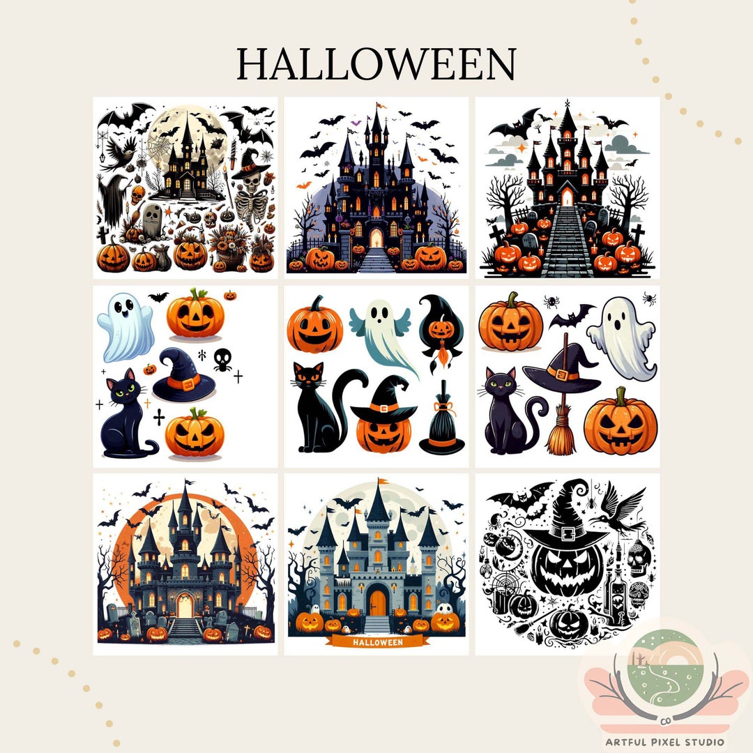 Set of 60 Halloween PNG Clip Art Images for Your Design, Mug, Shirts ...
