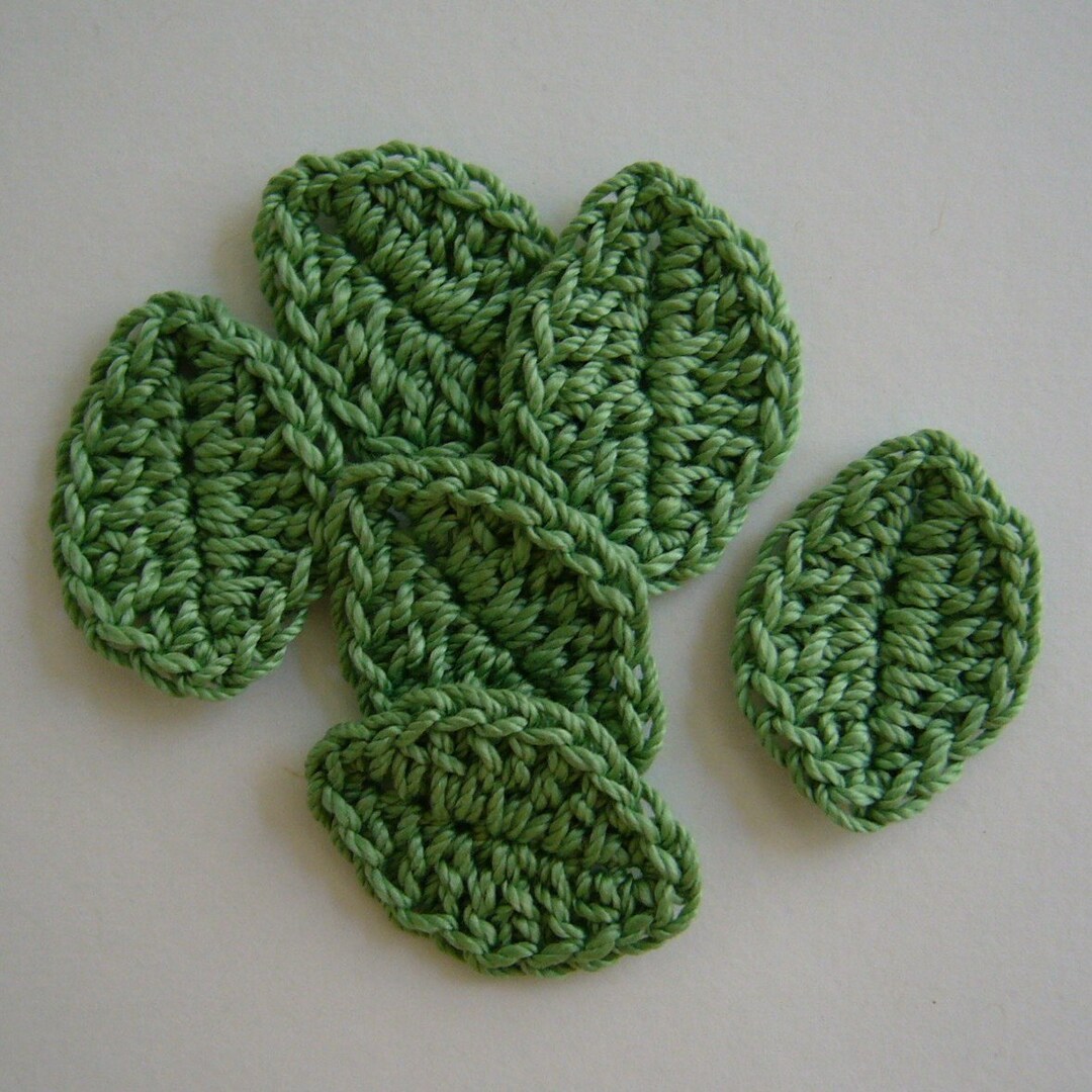 Crocheted Leaves - Sage Green - Cotton Leaves - Crocheted Leaf ...