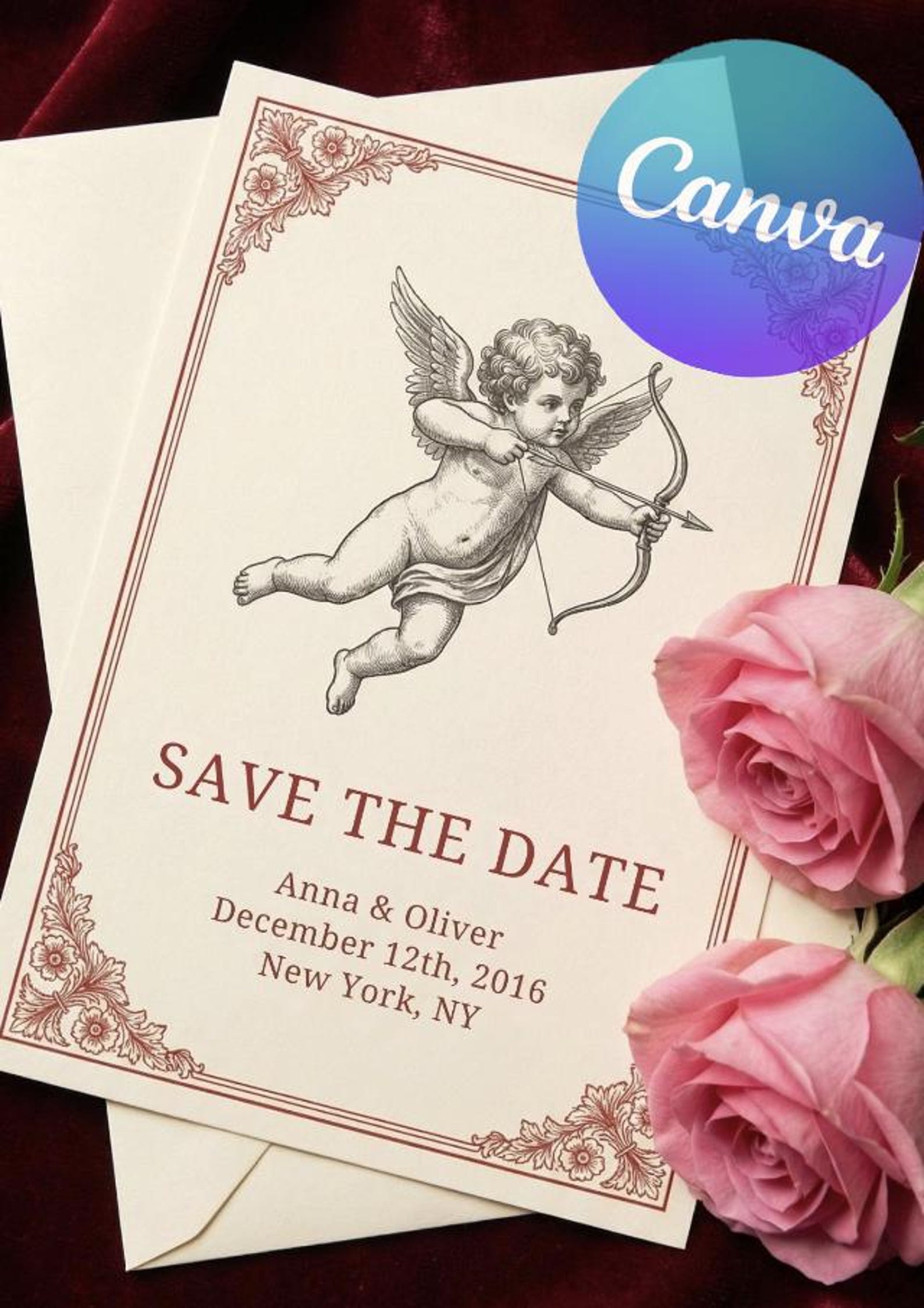 Tarjeta vintage para guardar la fecha / Anuncio de boda clásico de ...