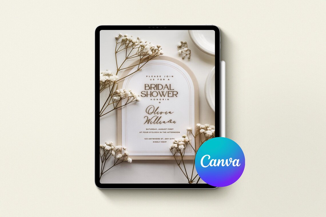 Bridal Shower Invitation Template Elegant Floral Digital Editable ...