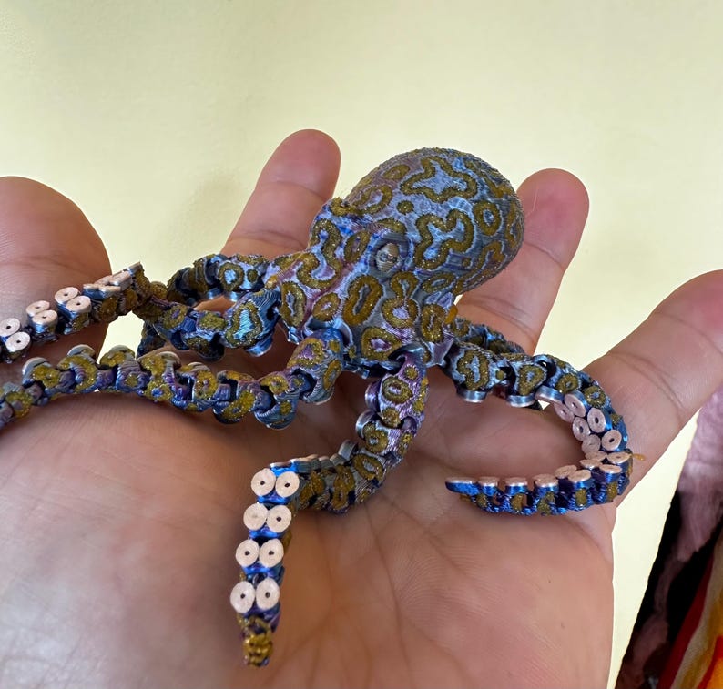 Articulating Flexi Octopus Fidget Toy Multicolor 3d Print - Etsy