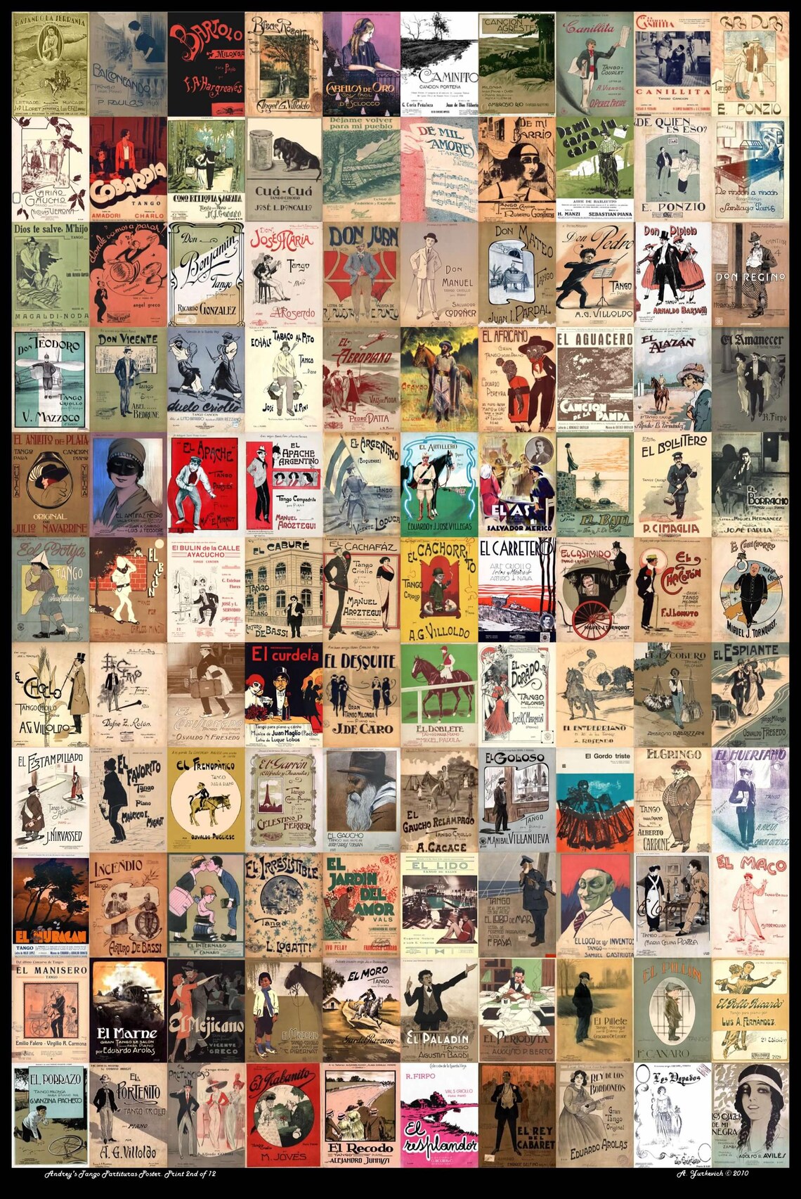 Vintage Tango Sheet Music Poster Collage - Nostalgic Tango Art ...