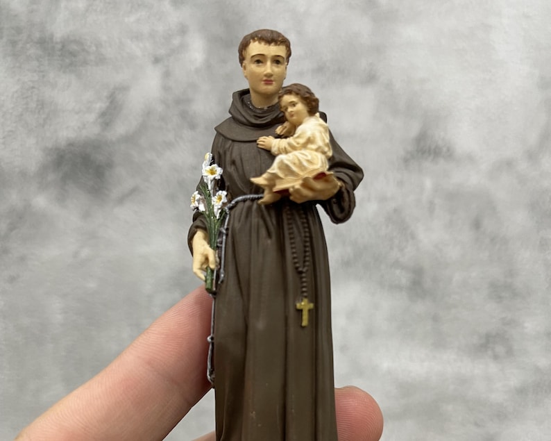 Hand-painted Saint Anthony of Padua Statue 10 Cm | Handcrafted Catholic ...