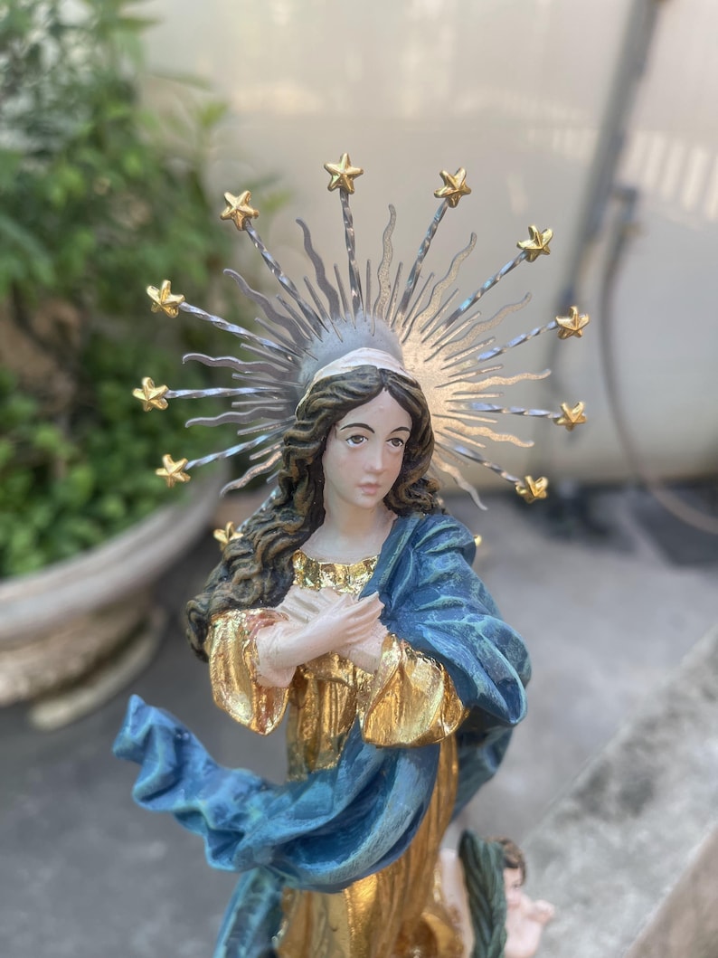 Immaculate Conception With Angels Statue 36 Cm | Hand-painted ...
