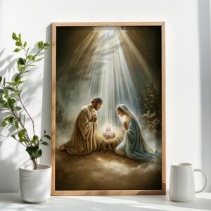 The Light of Birth Nativity Scene Divine Light Christmas Miracles Boho ...