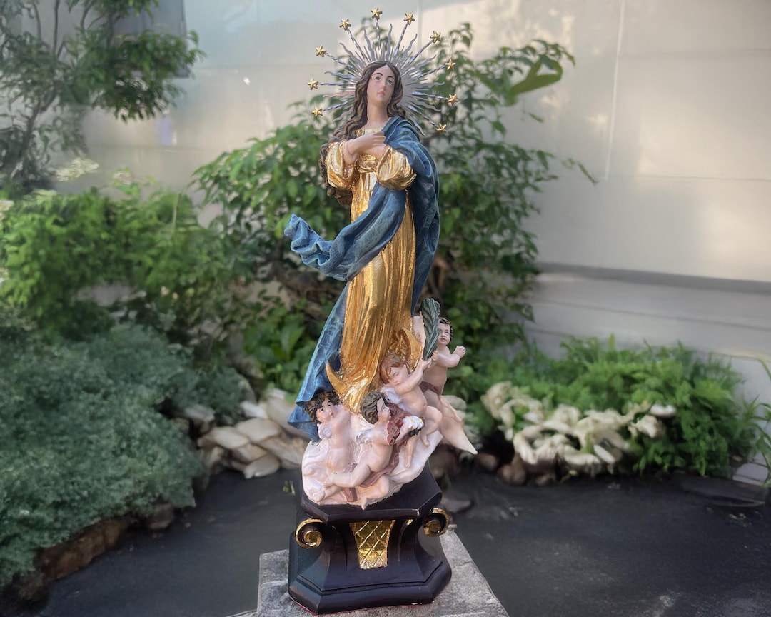 Immaculate Conception With Angels Statue 36 Cm | Hand-painted ...