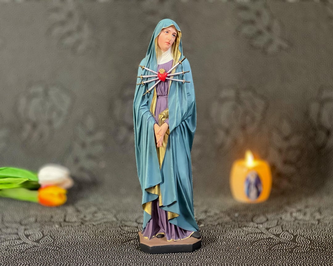 Our Lady of Sorrows Statue – Weeping Virgin Mary Figurine | Catholic ...