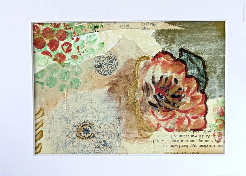 Original Abstract Flower Collage, Small Original Art, Affordable ...