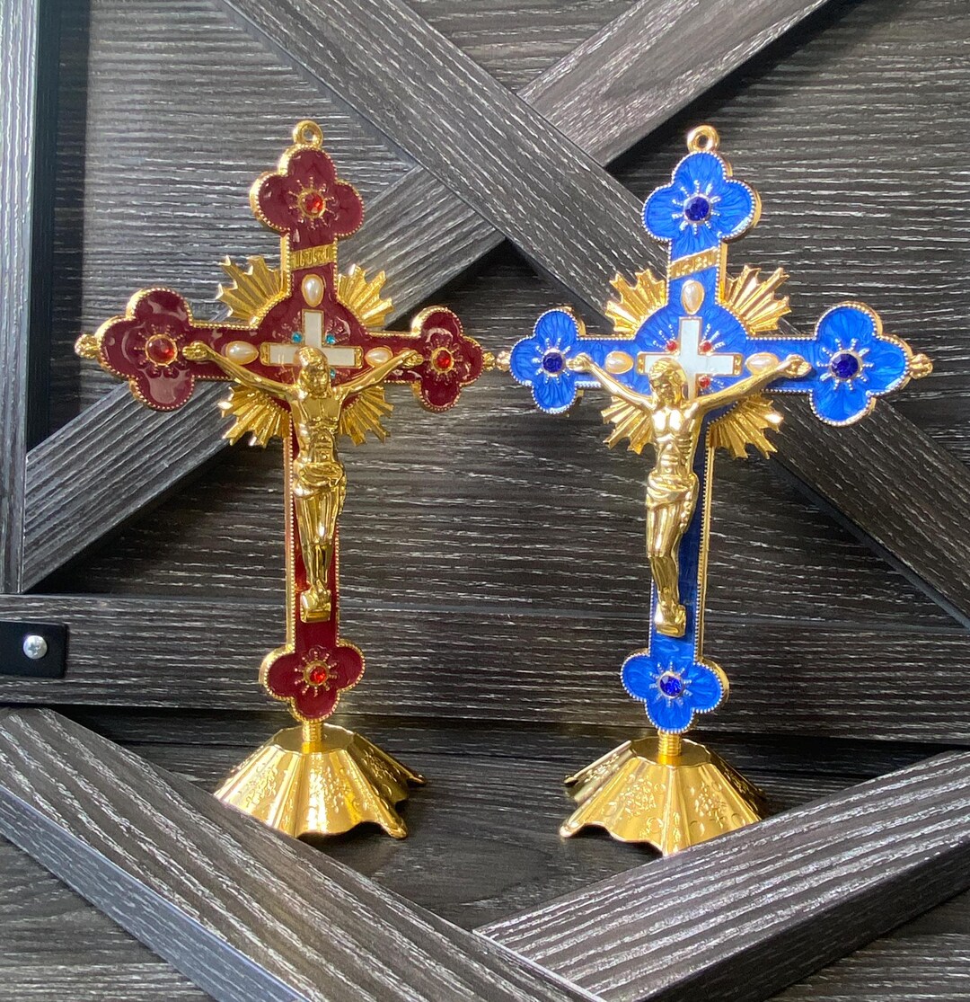 INRI Crucifix Altar Stand: 11" Pink or Blue Catholic Gift - Etsy