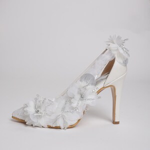 Bridal Heel Shoes Design Wedding Dress Shoes Heleed Tulle With Flowers ...