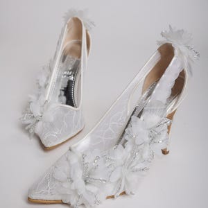 Bridal Heel Shoes Design Wedding Dress Shoes Heleed Tulle With Flowers ...