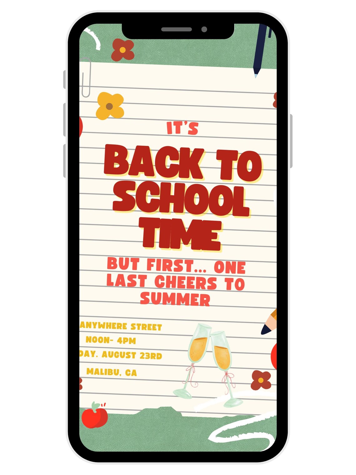 Back to School Party Invitation Customizable Cheers and Books - Etsy