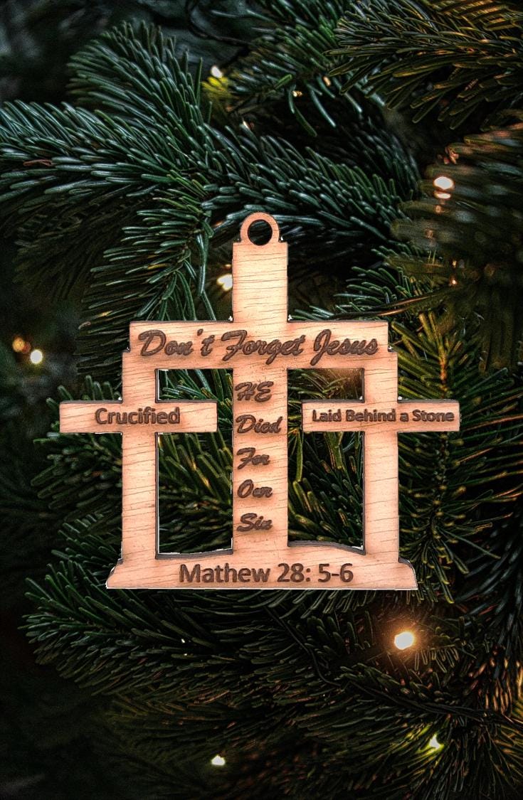 Jesus Cross Wood Christmas Ornament Laser Cut - Etsy