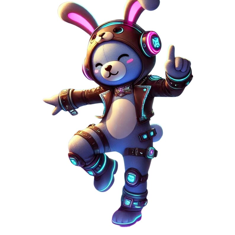 Futuristic Dancing Bear Art Cute Bunny Suit Illustration Sci-fi Fantasy ...