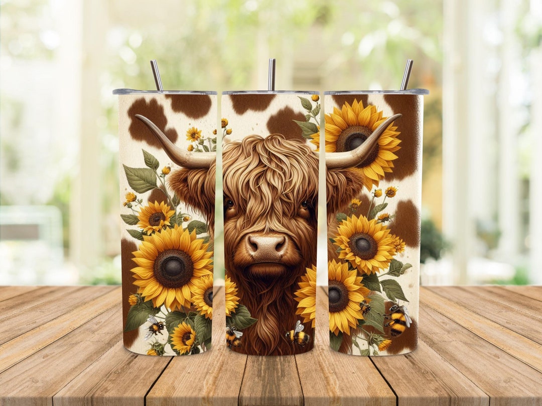 Whimsical Highland Cow License Plate Sunflower Shaggy Cow Design ...