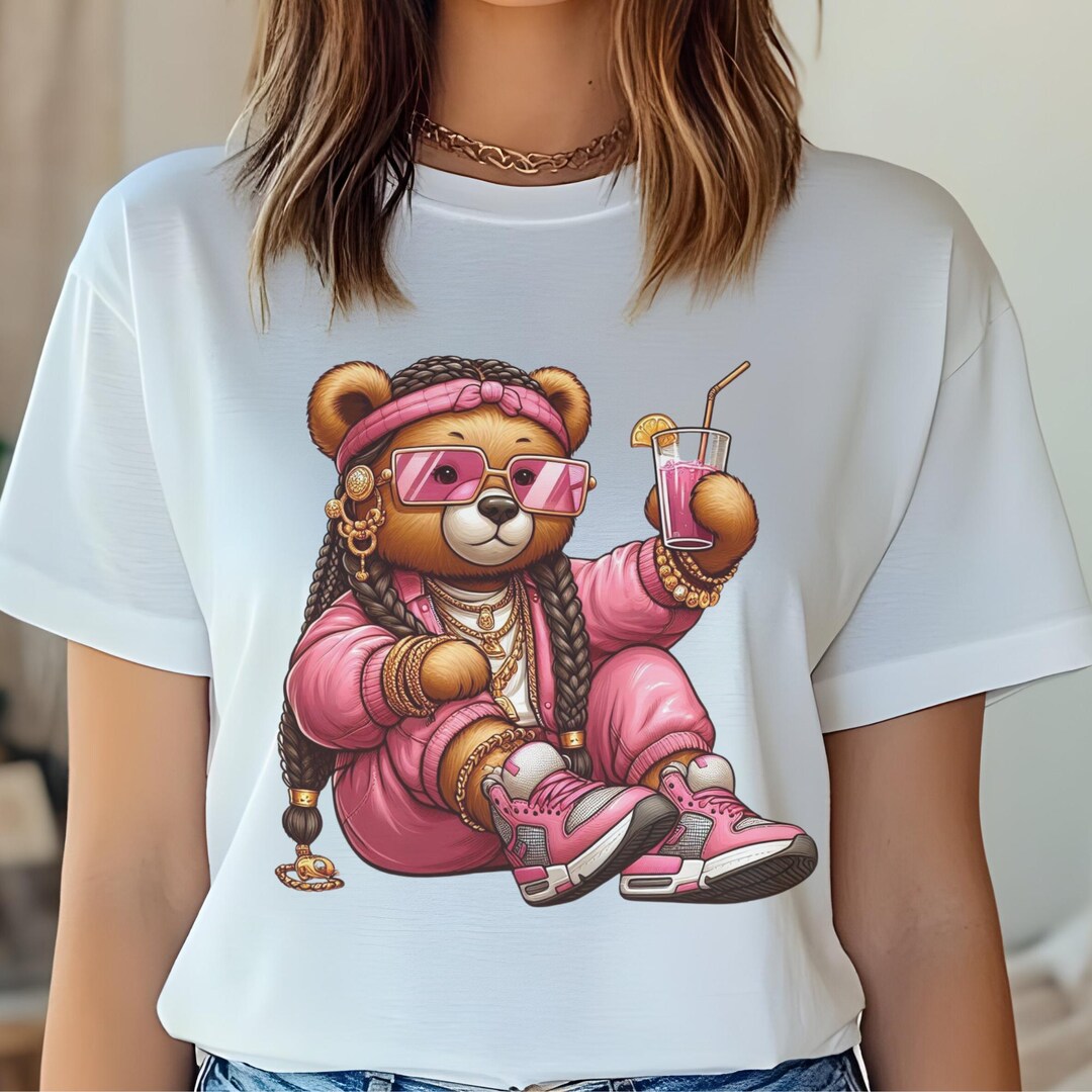 Hiphop Girl Teddy Bear PNG, Sassy Bear Sublimation Design, T-shirt ...