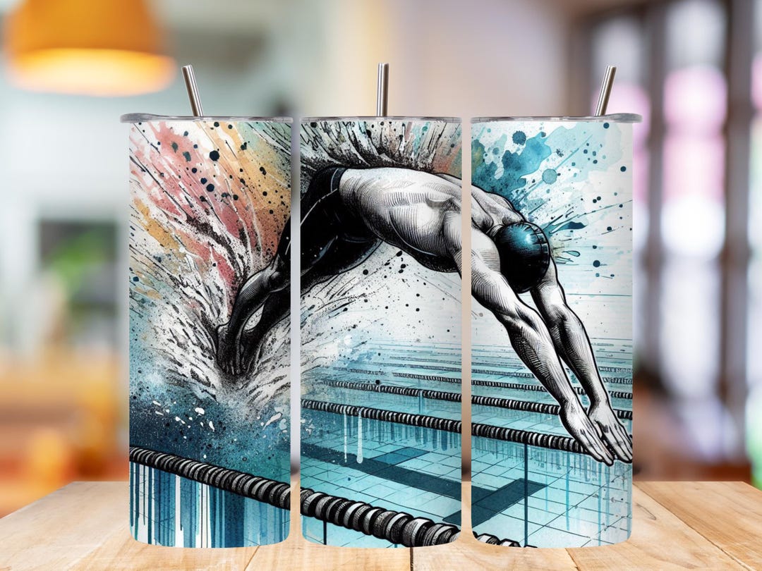 Swimmer Tumbler Wrap: 20oz Skinny Sublimation Design (digital Download ...