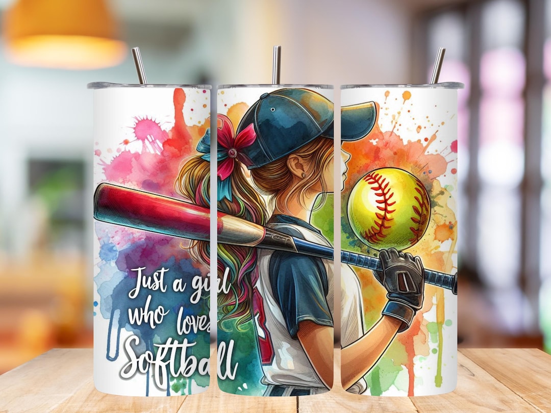 Softball Tumbler Wrap: Girl's Sports PNG Design (digital Download) - Etsy