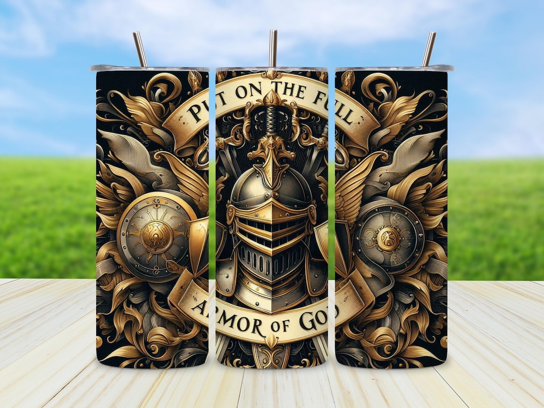 Full Armor of God Tumbler Wrap, Christian 20oz Skinny Tumbler PNG ...