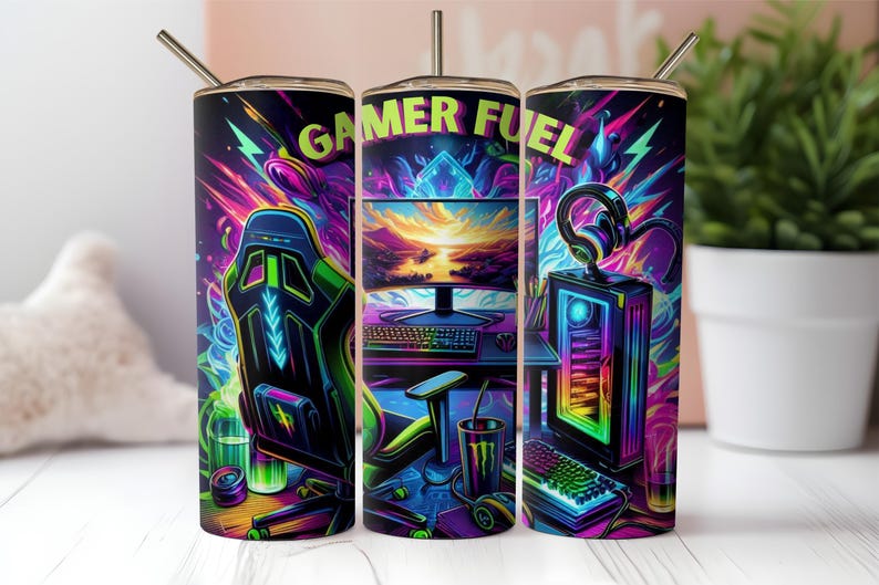 Gamer Fuel Tumbler Wrap: PC Gaming Sublimation Design (digital Download ...