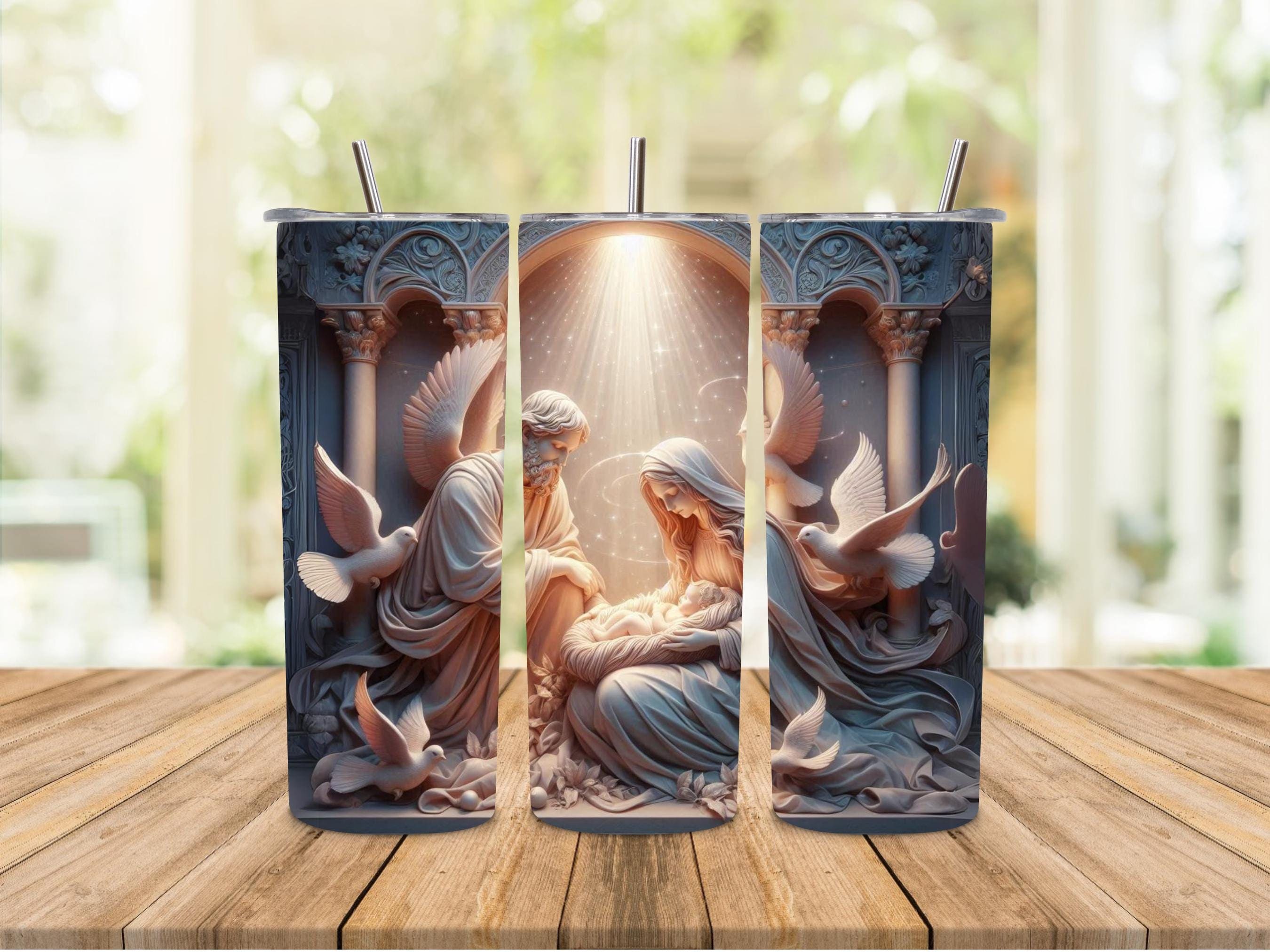 Divine 3D Nativity Scene Christmas Tumbler Wrap | 20oz Skinny Tumbler ...