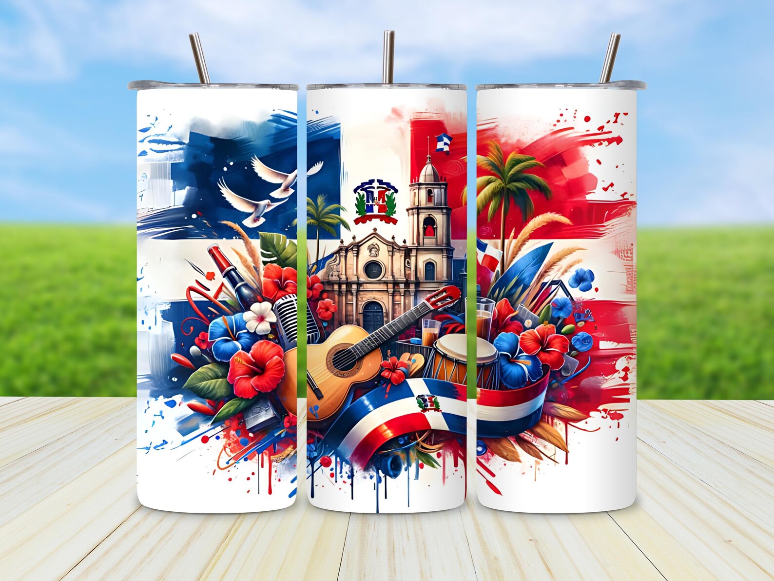 Dominican Republic Flag Tumbler Wrap: 20oz Skinny Sublimation (digital ...