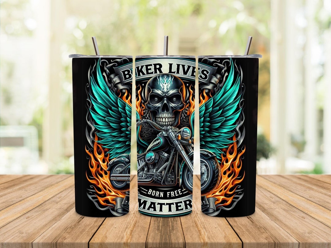 Biker Lives Matter Hell Rider PNG Sublimation Flaming Bike Skull Design ...