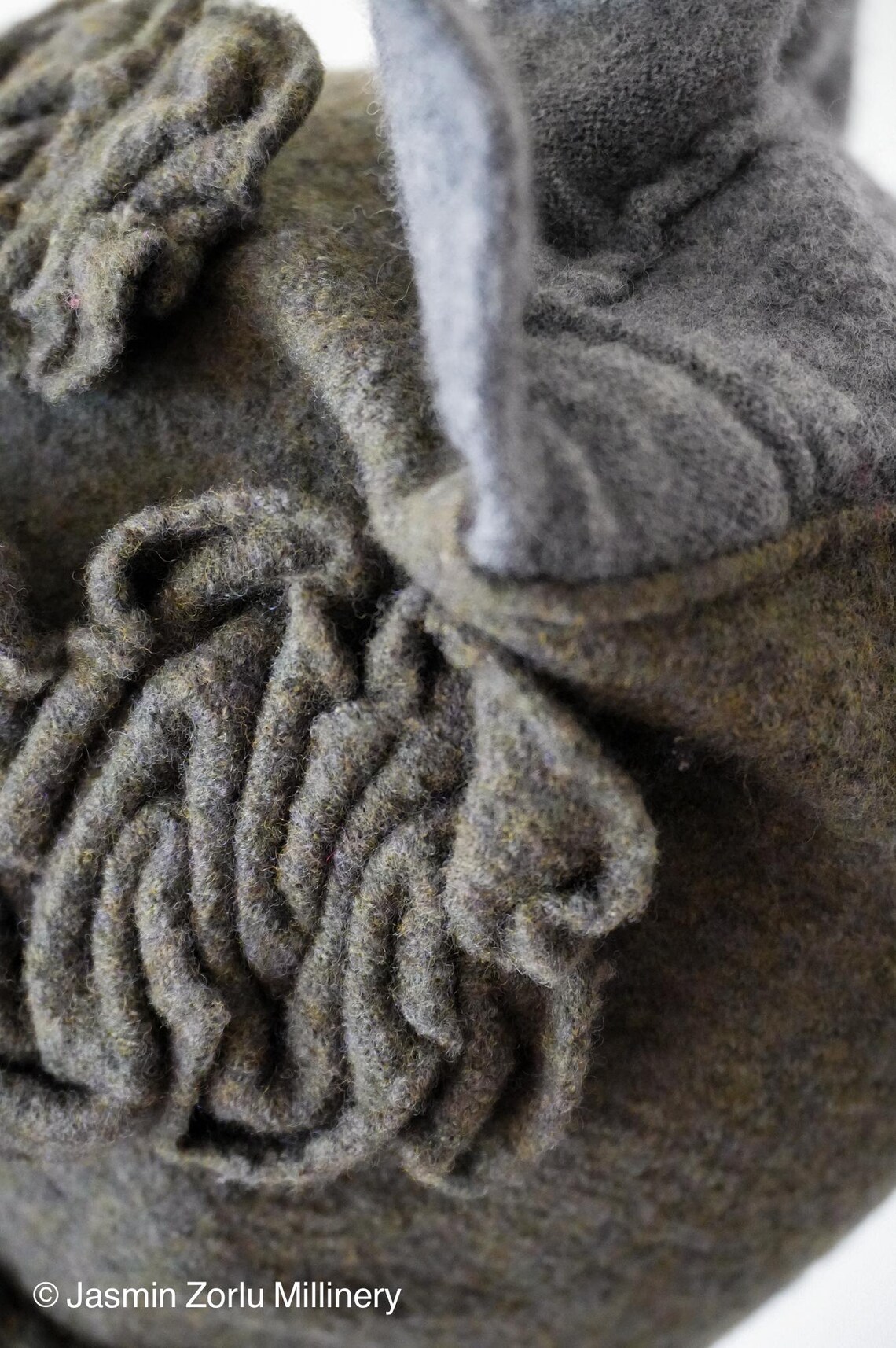 Eco Double Caterpillar Cloche in Upcycled Olive and Grey Merino Wool - Etsy