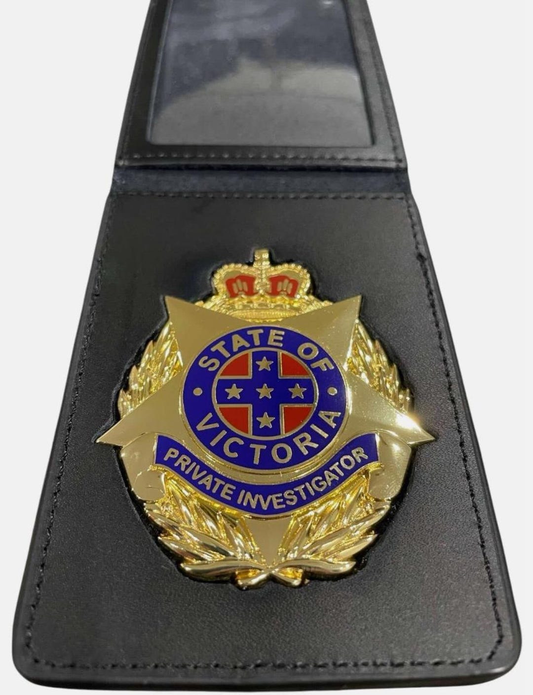 Private Investigator Victoria Badge & Wallet - Quality Golden Nickel ...