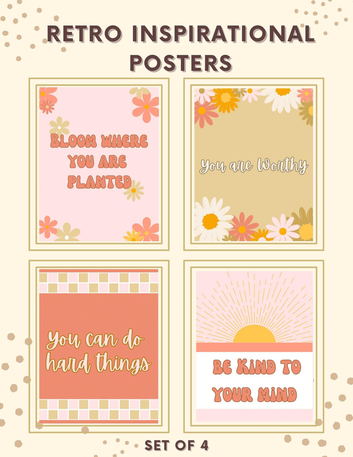 Retro Daisy Inspirational Posters - Etsy