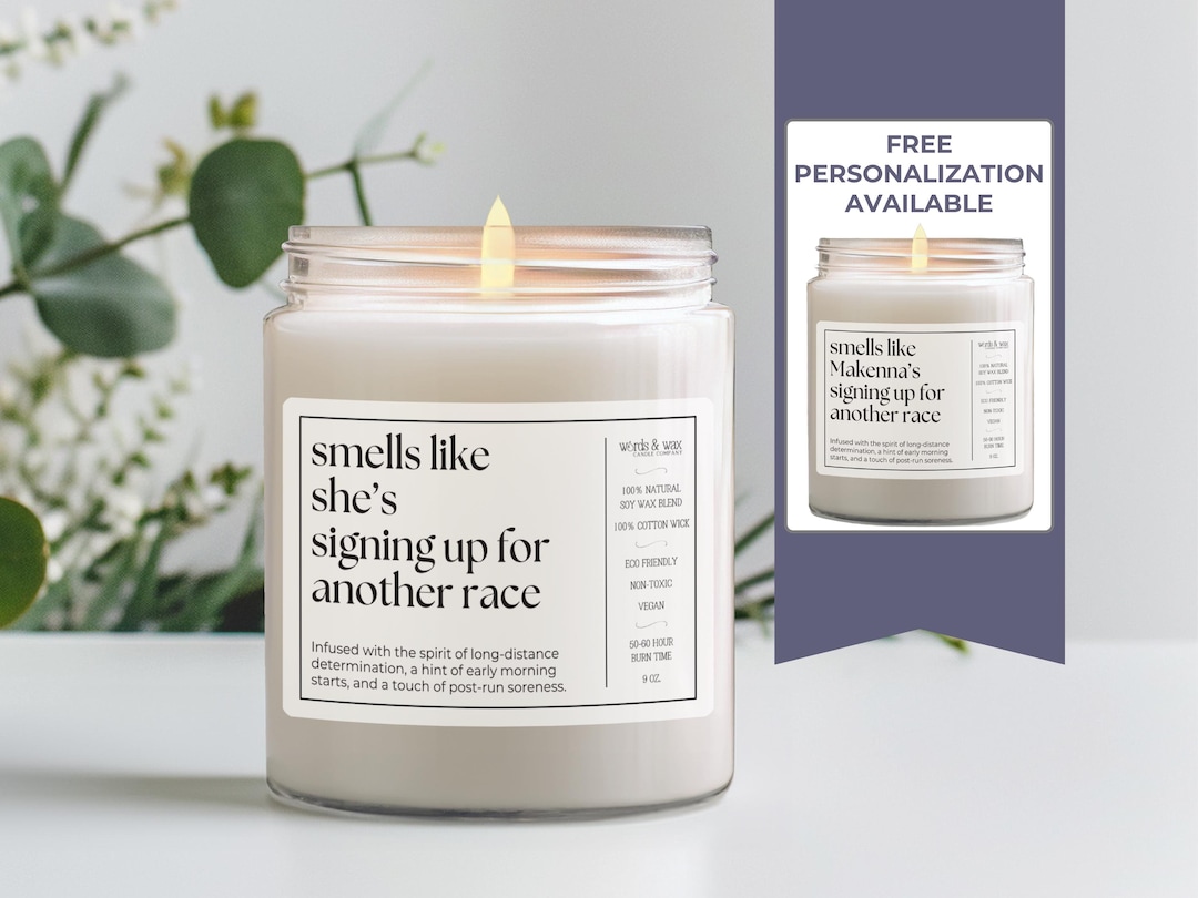 Custom Runner Gift, Personalized Candle for Runner, Smells Like She's ...