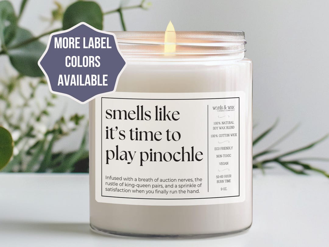 Pinochle Gift, Funny Candle for Pinochle Player, Smells Like It's Time ...