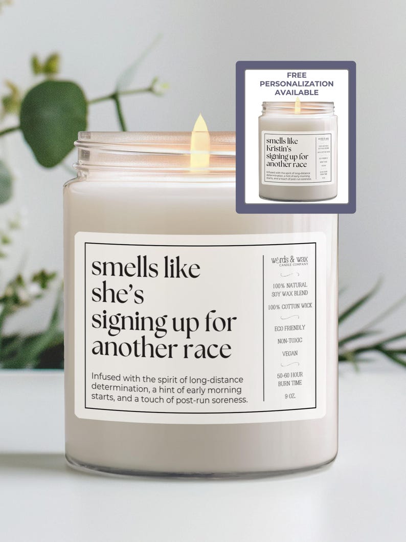Custom Runner Gift, Personalized Candle for Runner, Smells Like She's ...