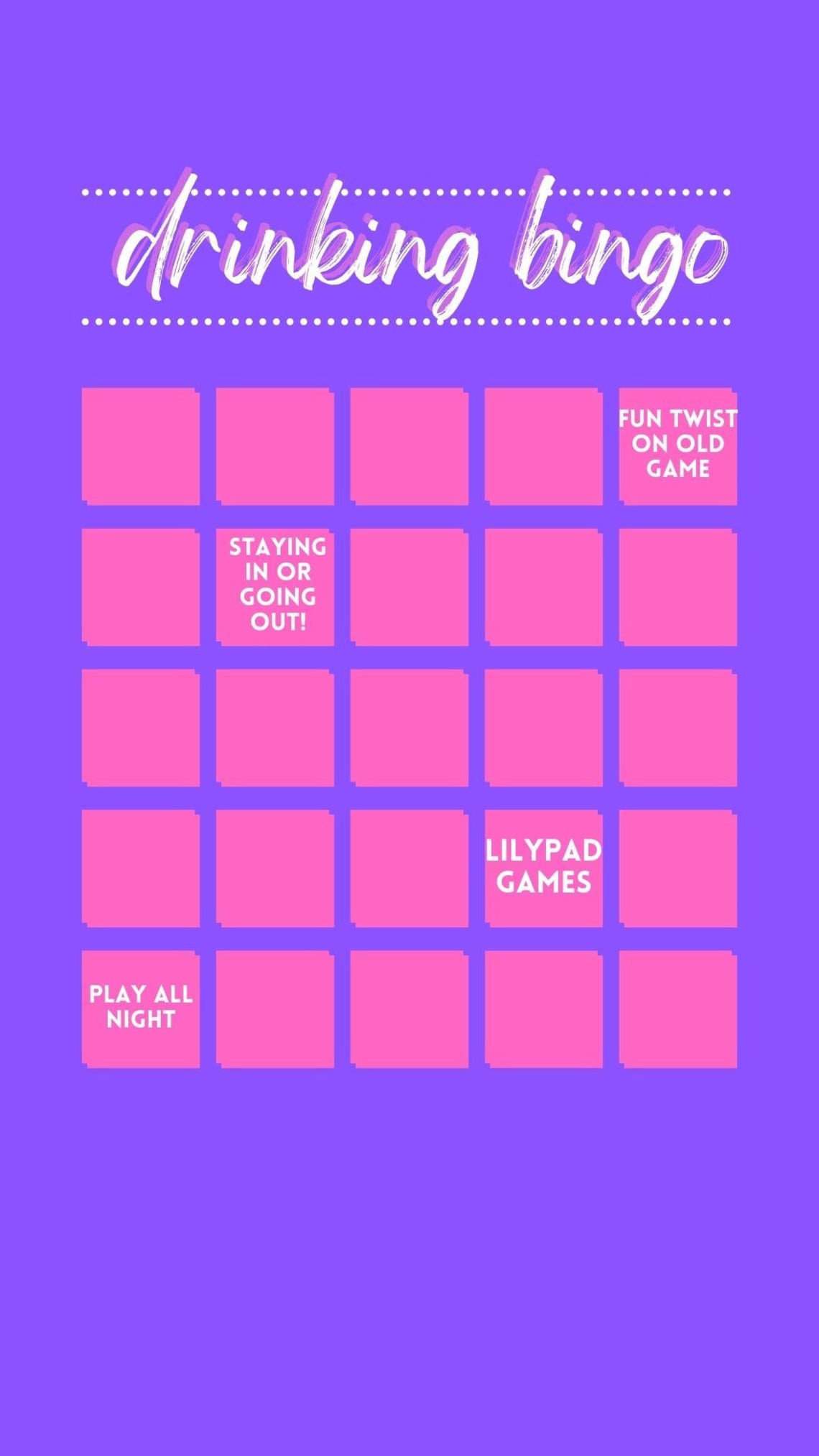 Drinking BINGO Party Game 18 Party Game for Family and Friends - Etsy