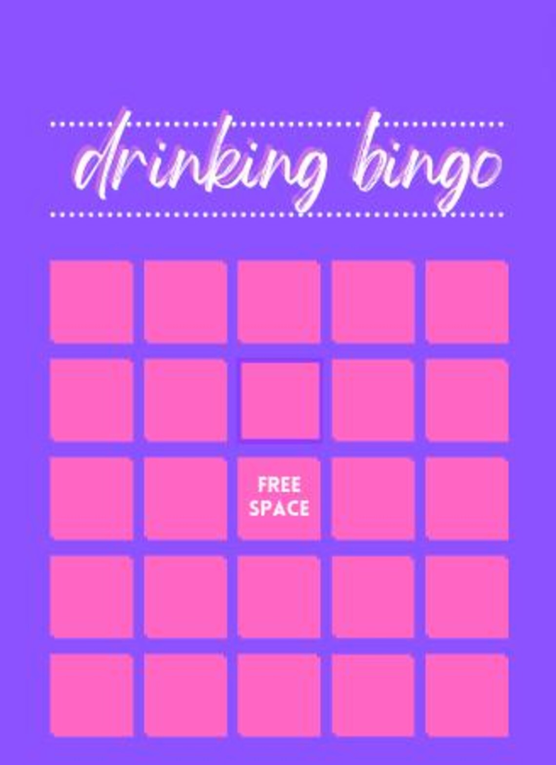 Drinking BINGO Party Game 18 Party Game for Family and Friends - Etsy