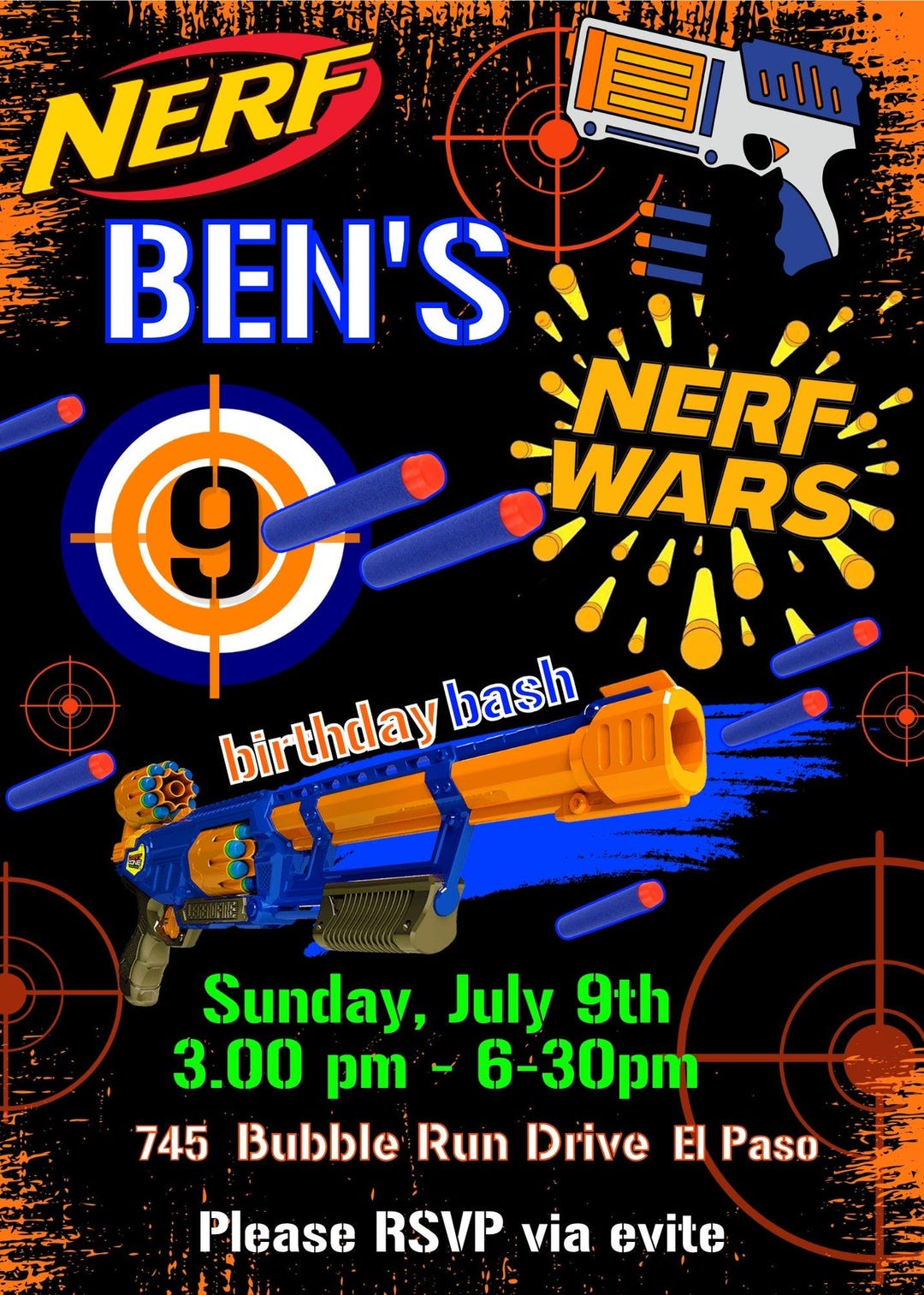 Nerf Party Invitation - Etsy