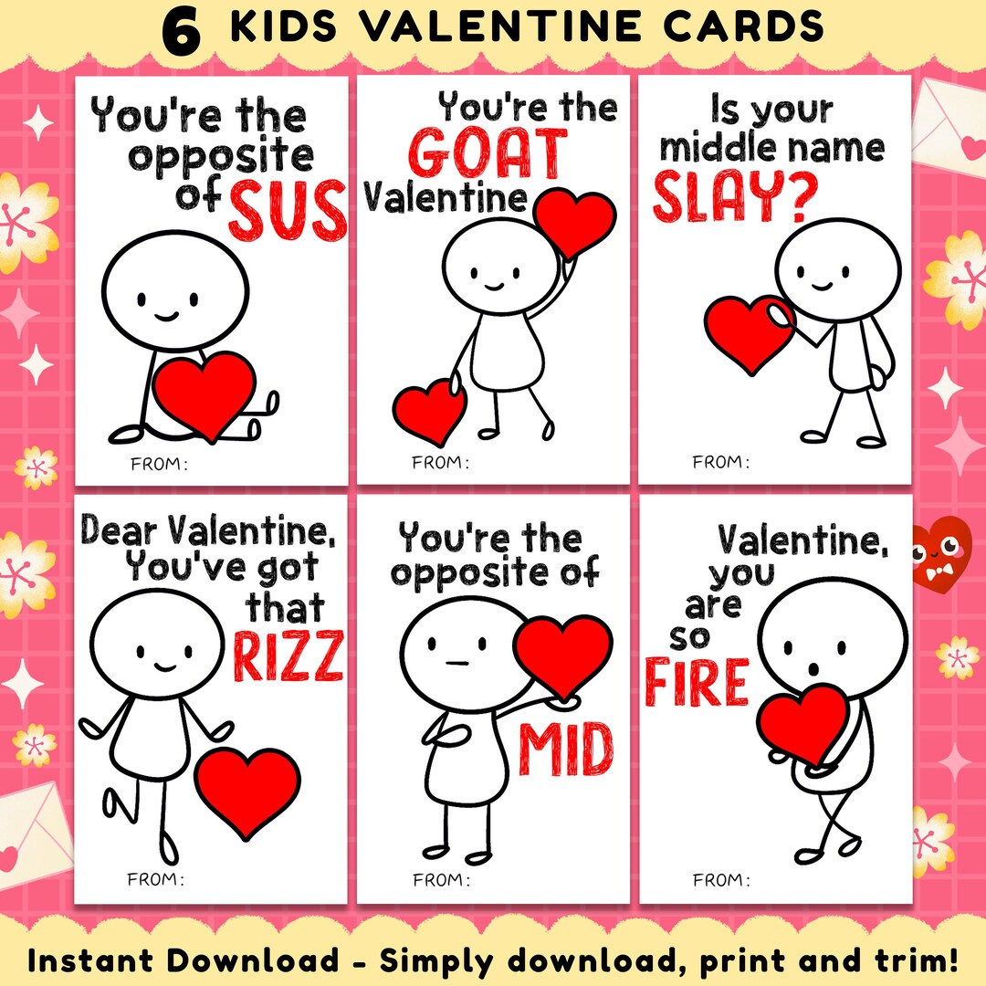 Slang Kids Valentines Day Cards - Funny Printable Tween Teen Valentines ...