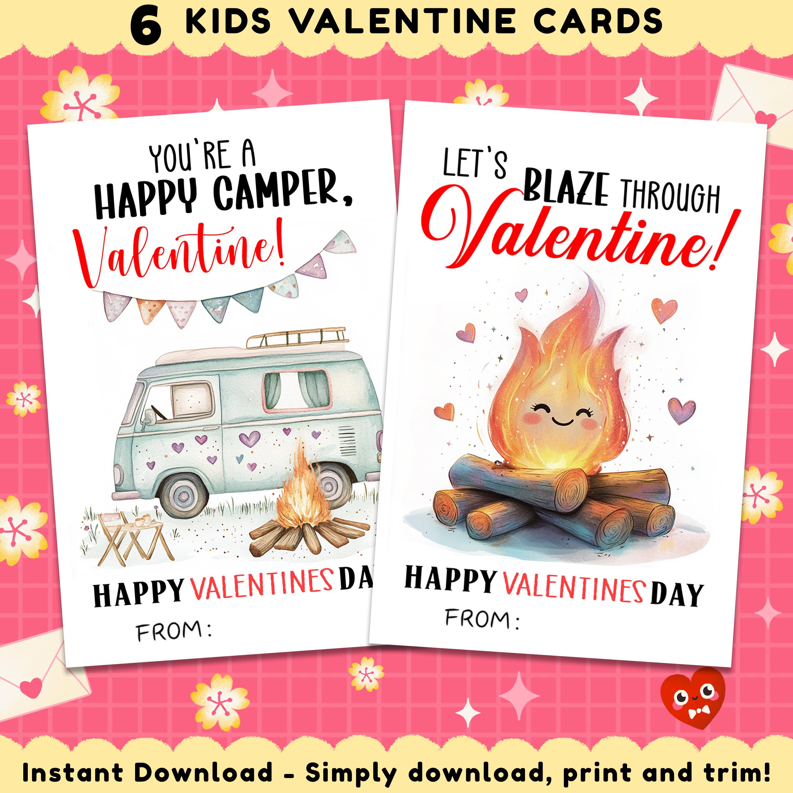Camping Valentine Cards for Kids, Kids Valentine Cards, Camping ...