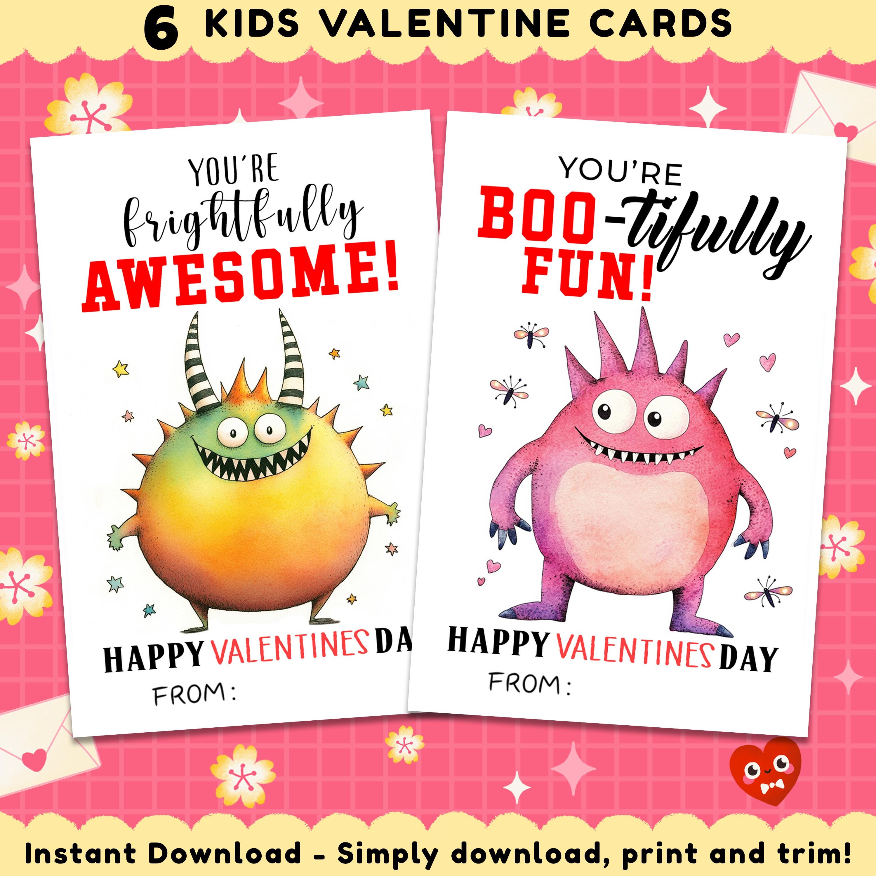 Monster Valentine Cards for Kids, Kids Valentine Cards, Monster ...