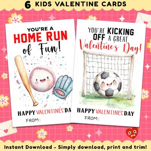 Sports Valentine Cards for Kids, Kids Valentine Cards, Sports Valentine ...