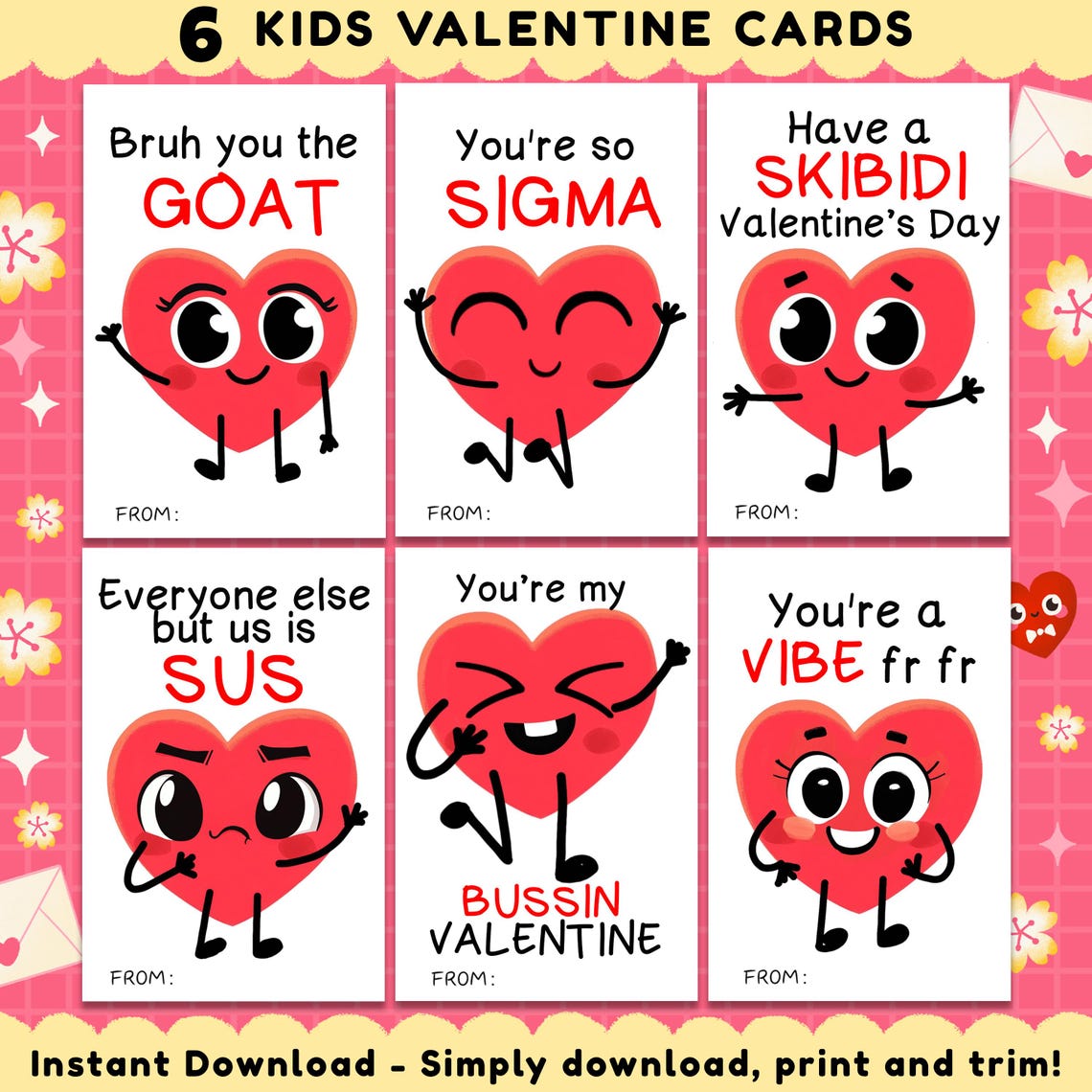 Slang Kids Valentines Day Cards, Teen Tween School Valentine's, Funny ...