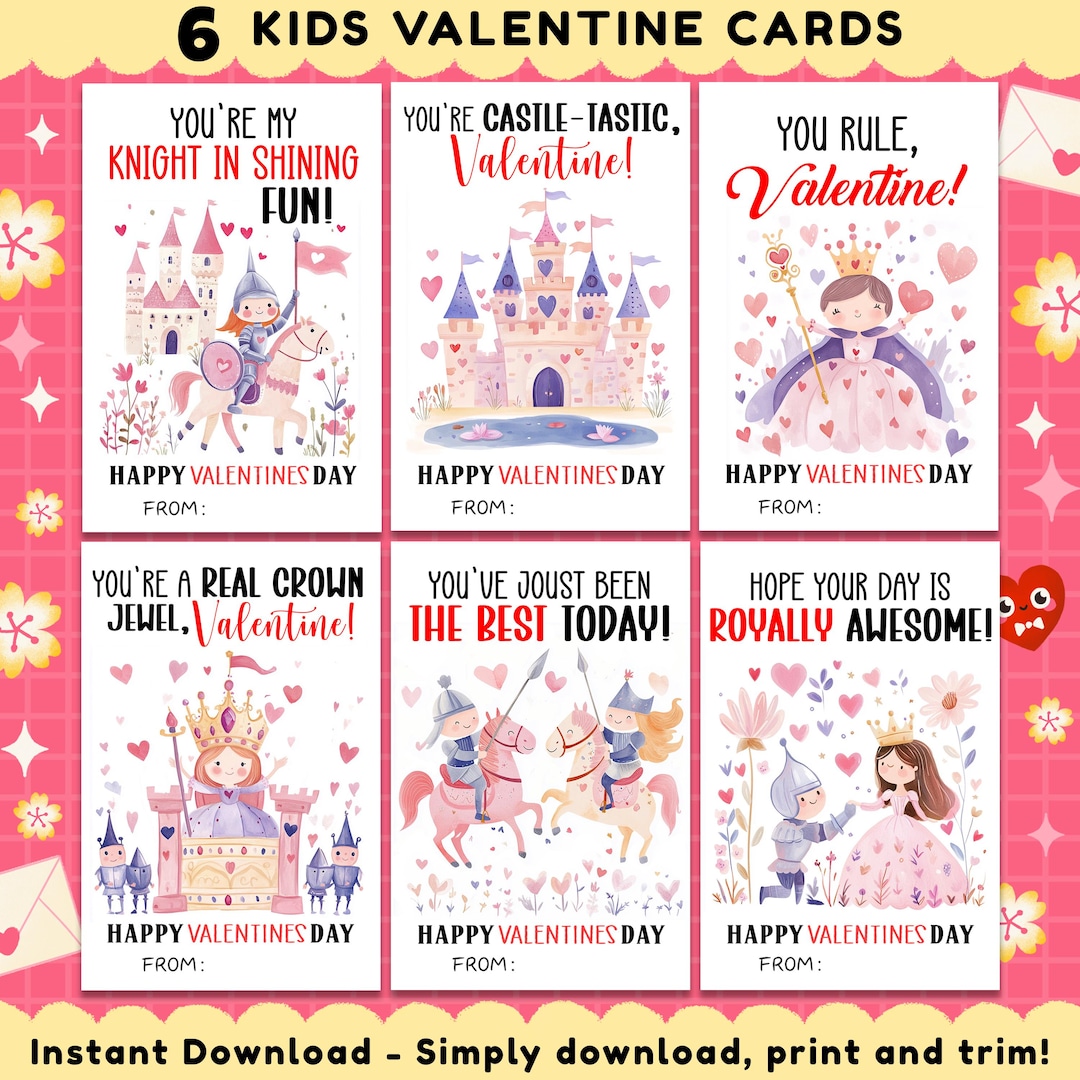 Knights Valentine Cards for Kids, Kids Valentine Cards, Knights ...