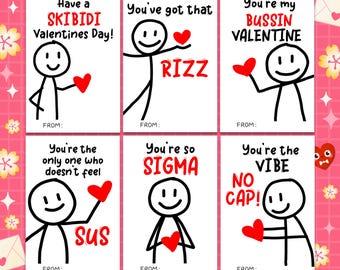 Slang Kids Valentines Day Cards 12 Funny Printable Tween & Teen School ...