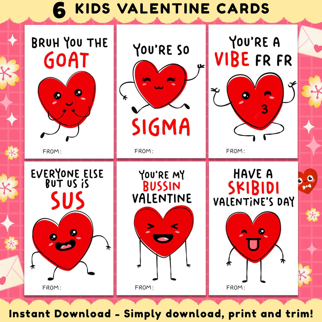Slang Kids Valentines Day Cards, Teen Tween School Valentine's ...