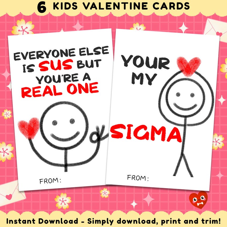 Funny Printable Tween & Teen School Valentines, Slang Kids Valentines ...