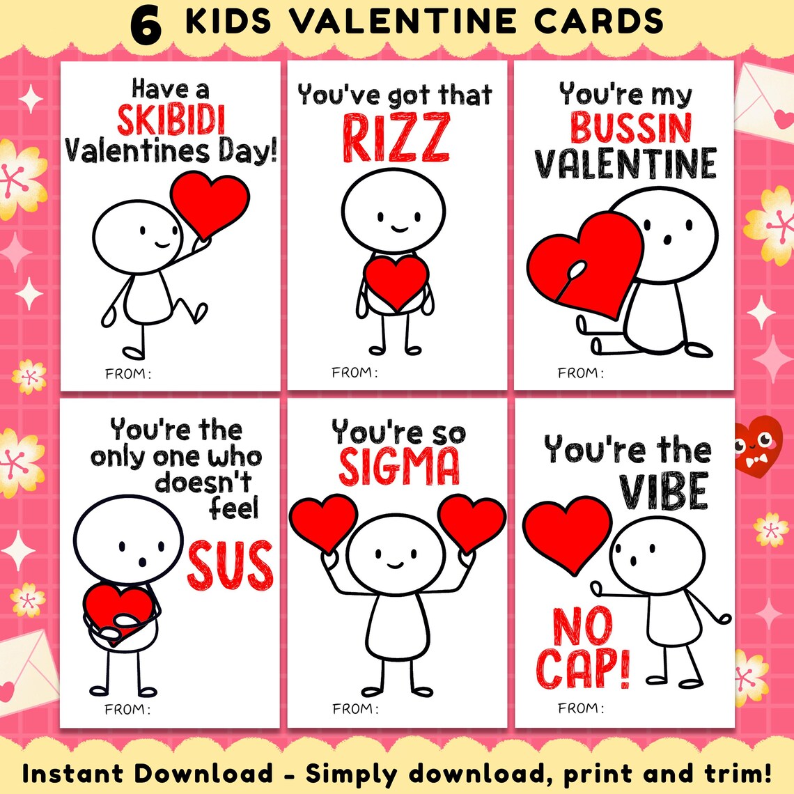 Slang Kids Valentines Day Cards - Funny Printable Tween & Teen School ...