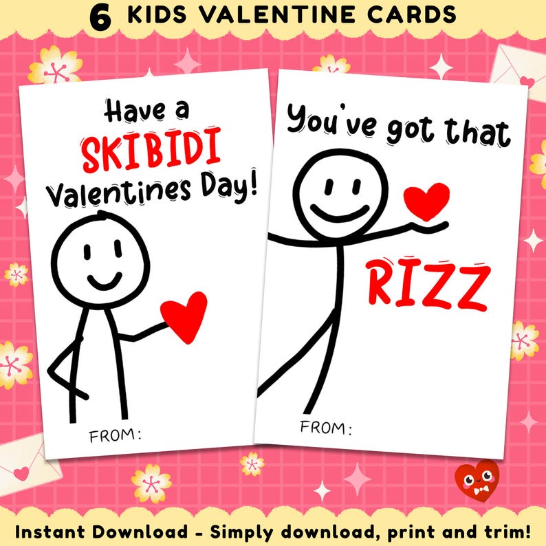 Slang Kids Valentines Day Cards - Funny Printable Tween & Teen School ...
