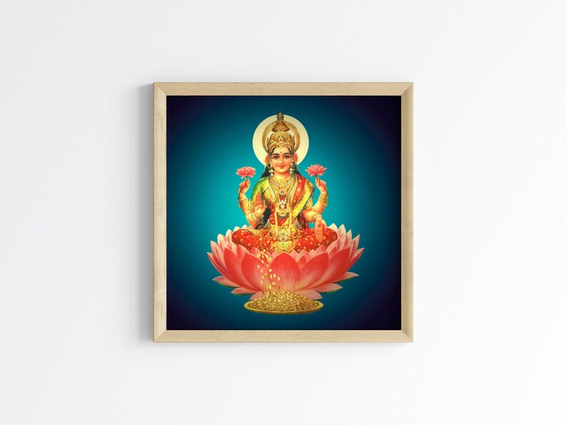 Goddess Lakshmi Poster, Laxmi Digital Print, 10x10 In, Diwali Home ...