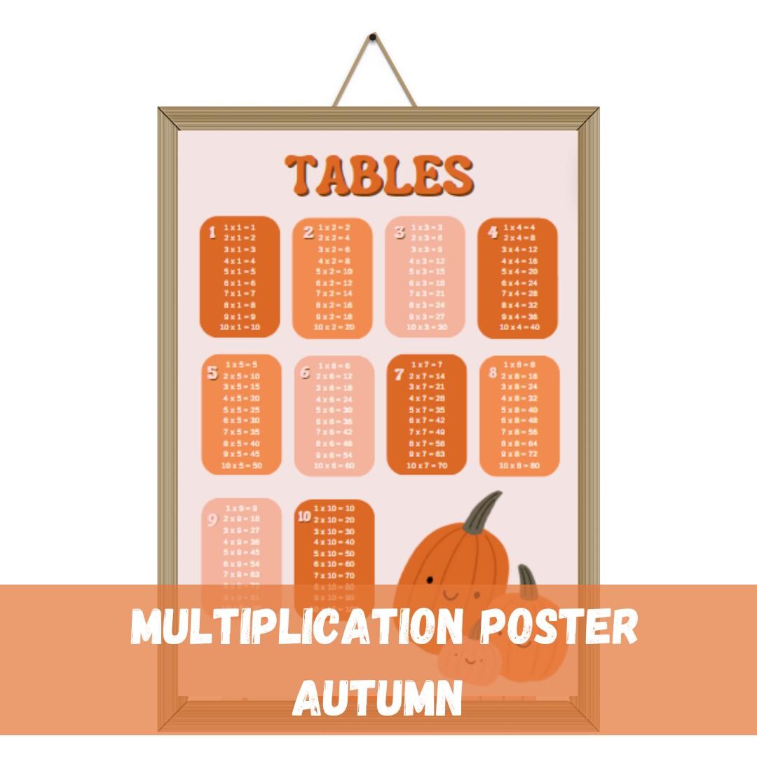 Multiplication Tables Poster Autumn - Etsy