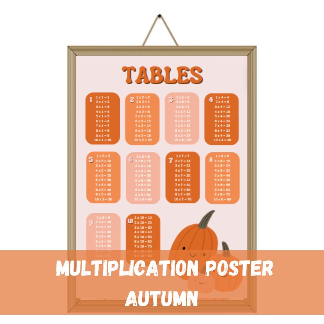 Multiplication Tables Poster Autumn - Etsy
